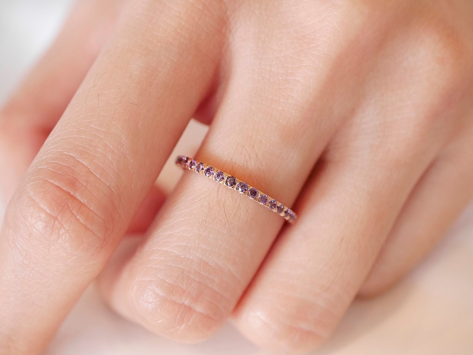 Amethyst Ring Stackable Rings Eternity Band Promise Ring | Etsy