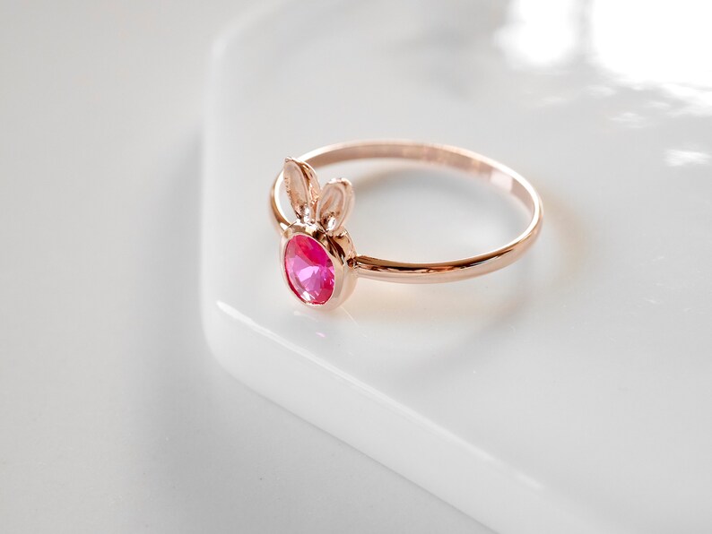 Ruby Ring Ruby Birthstone Jewelry Bunny Ring Rose Gold | Etsy