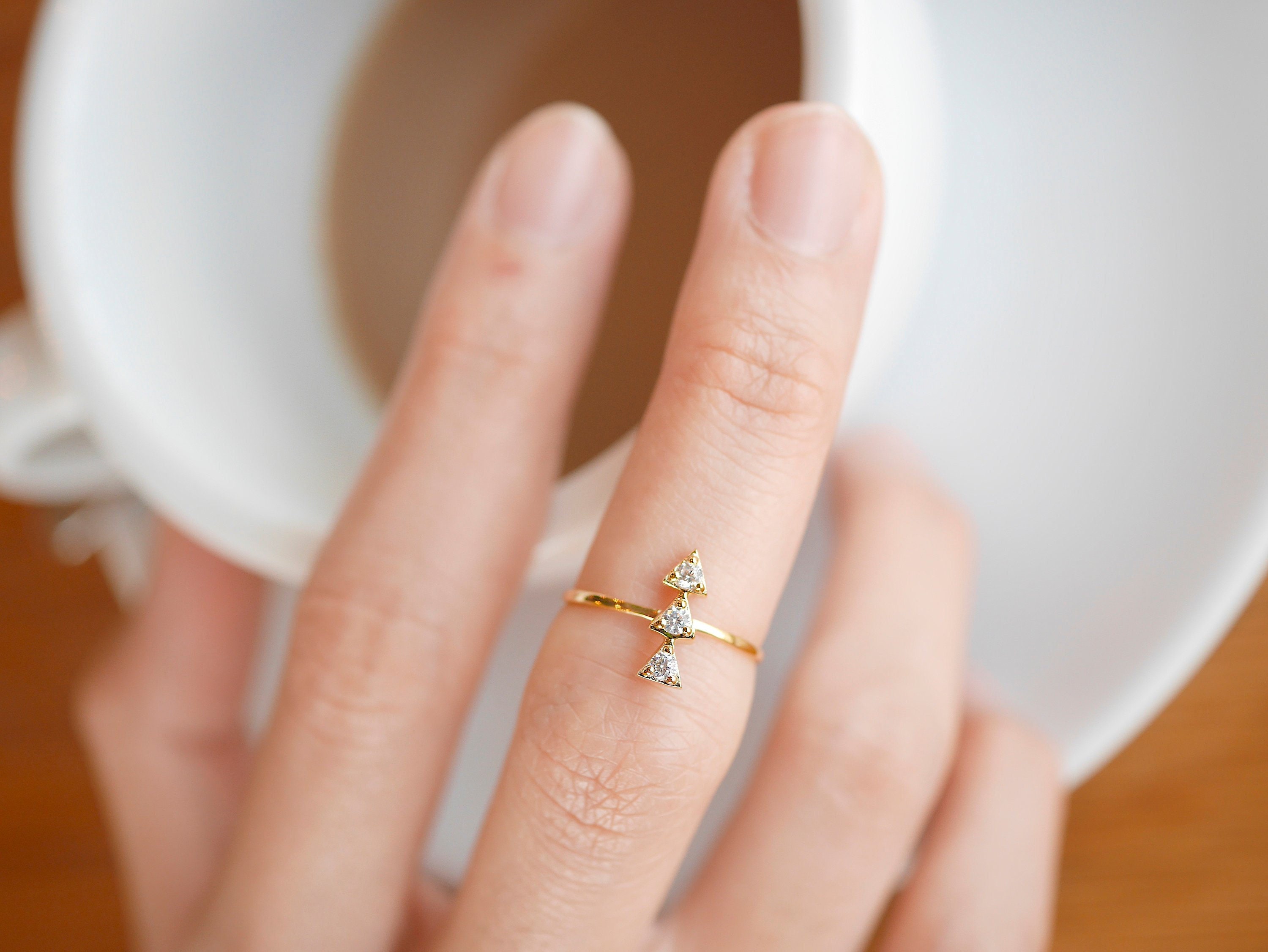 Triangle Triangle Ring Midi Triangle Ring Stacking Ring | Etsy