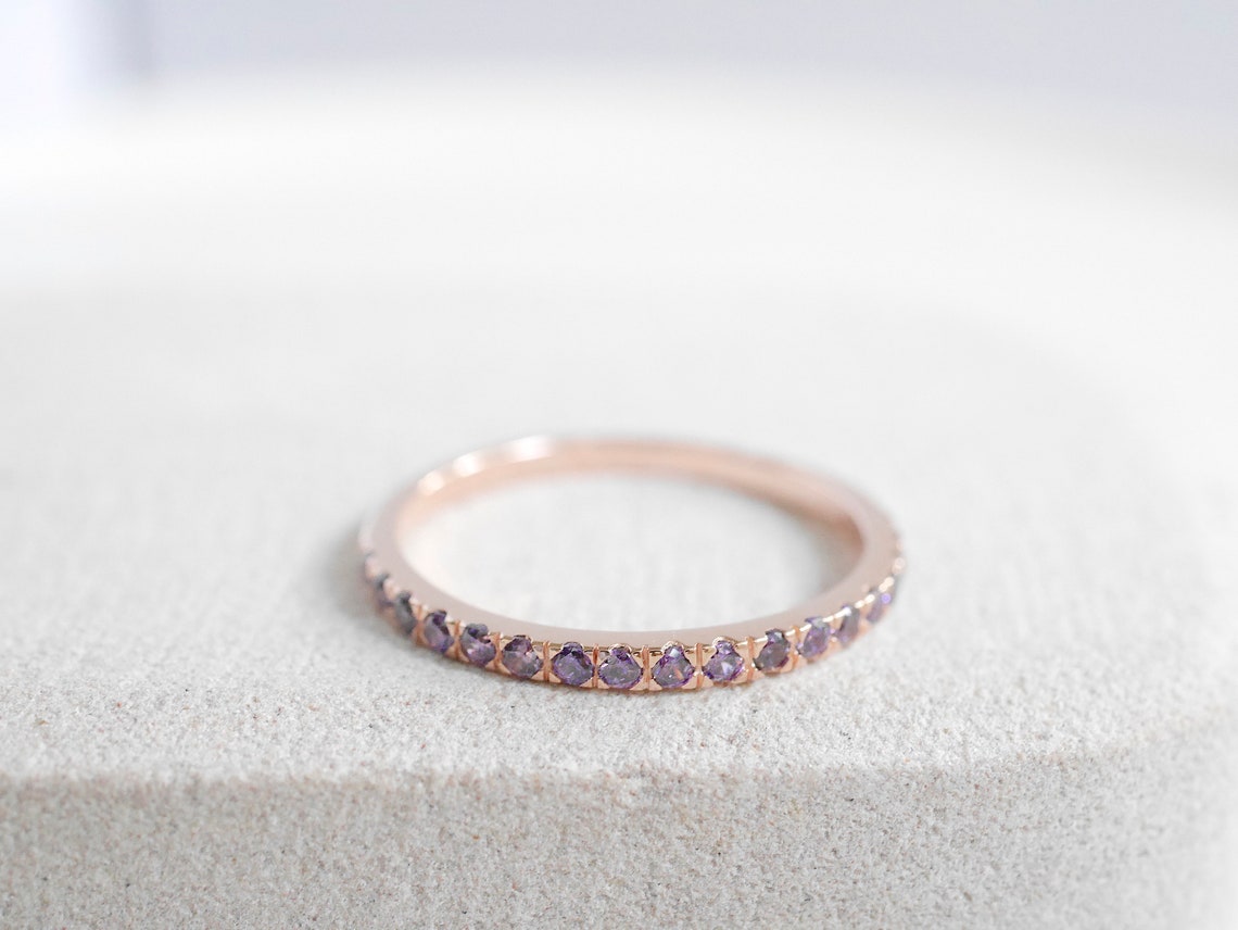 Amethyst Ring, Stackable Rings, Eternity Band, Promise Ring, Eternity ...