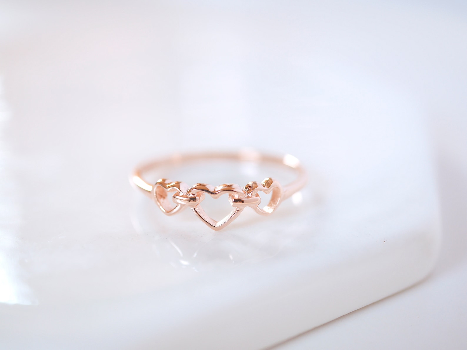 Triple Heart Ring, Heart Ring Heart Rings, Love Ring Gold Heart Ring ...
