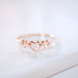 Triple Heart Ring, Heart Ring Heart Rings, Love Ring Gold Heart Ring ...