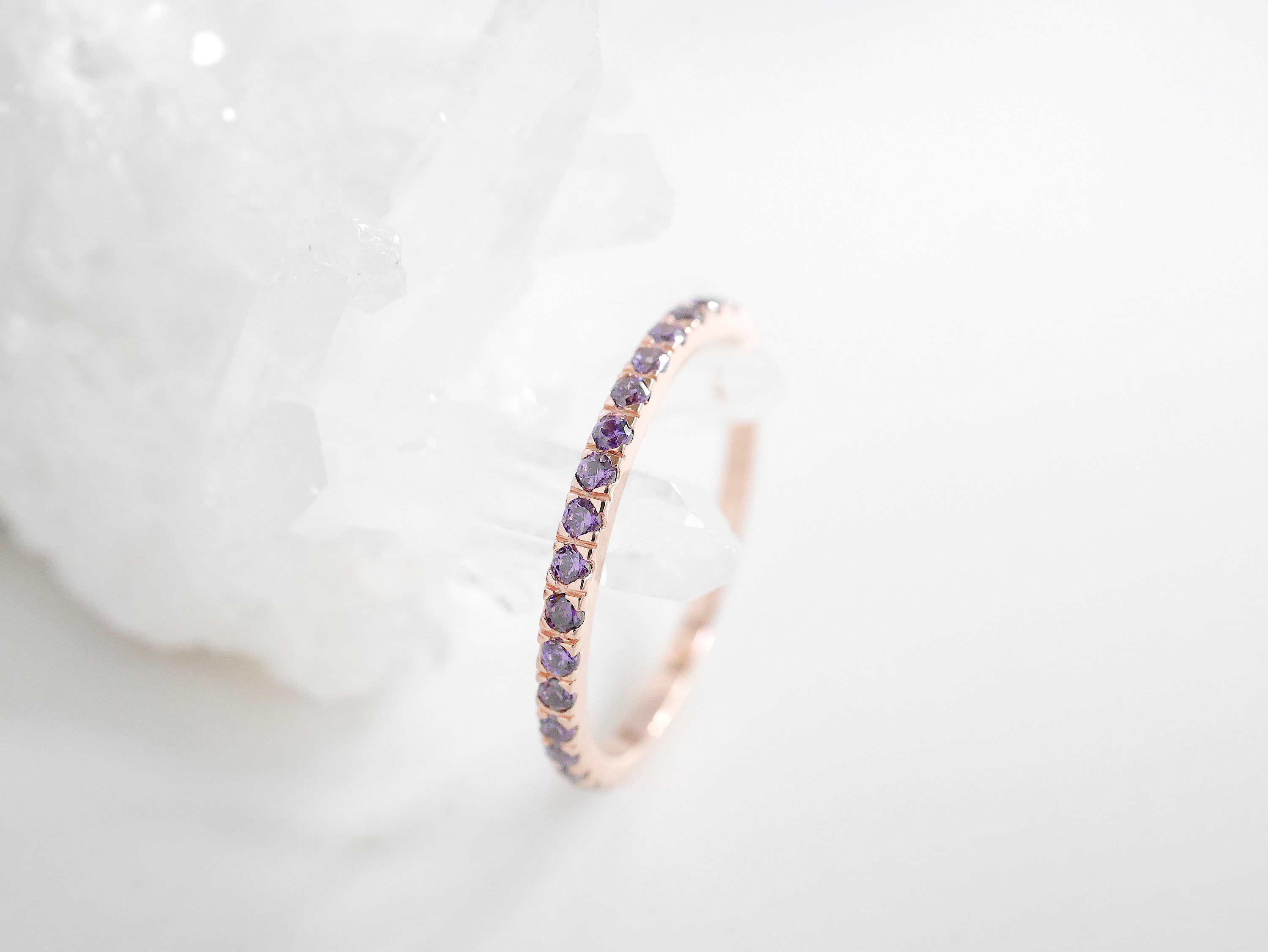 Amethyst Ring Stackable Rings Eternity Band Promise Ring | Etsy