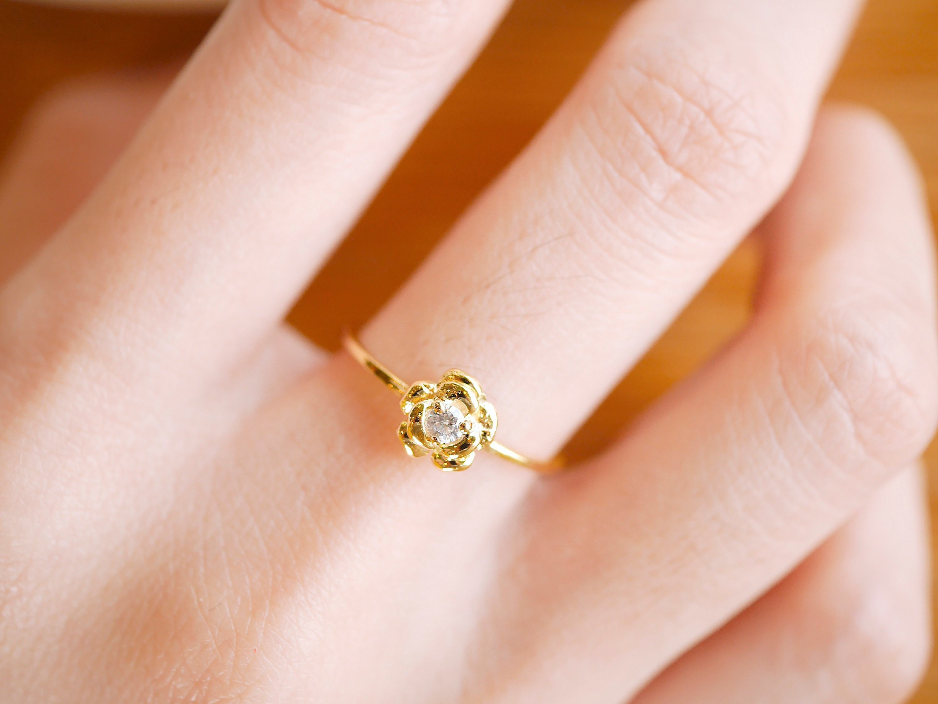 Rose Ring Flower Ring 14k Gold Rose Ring Anniversary Gift | Etsy
