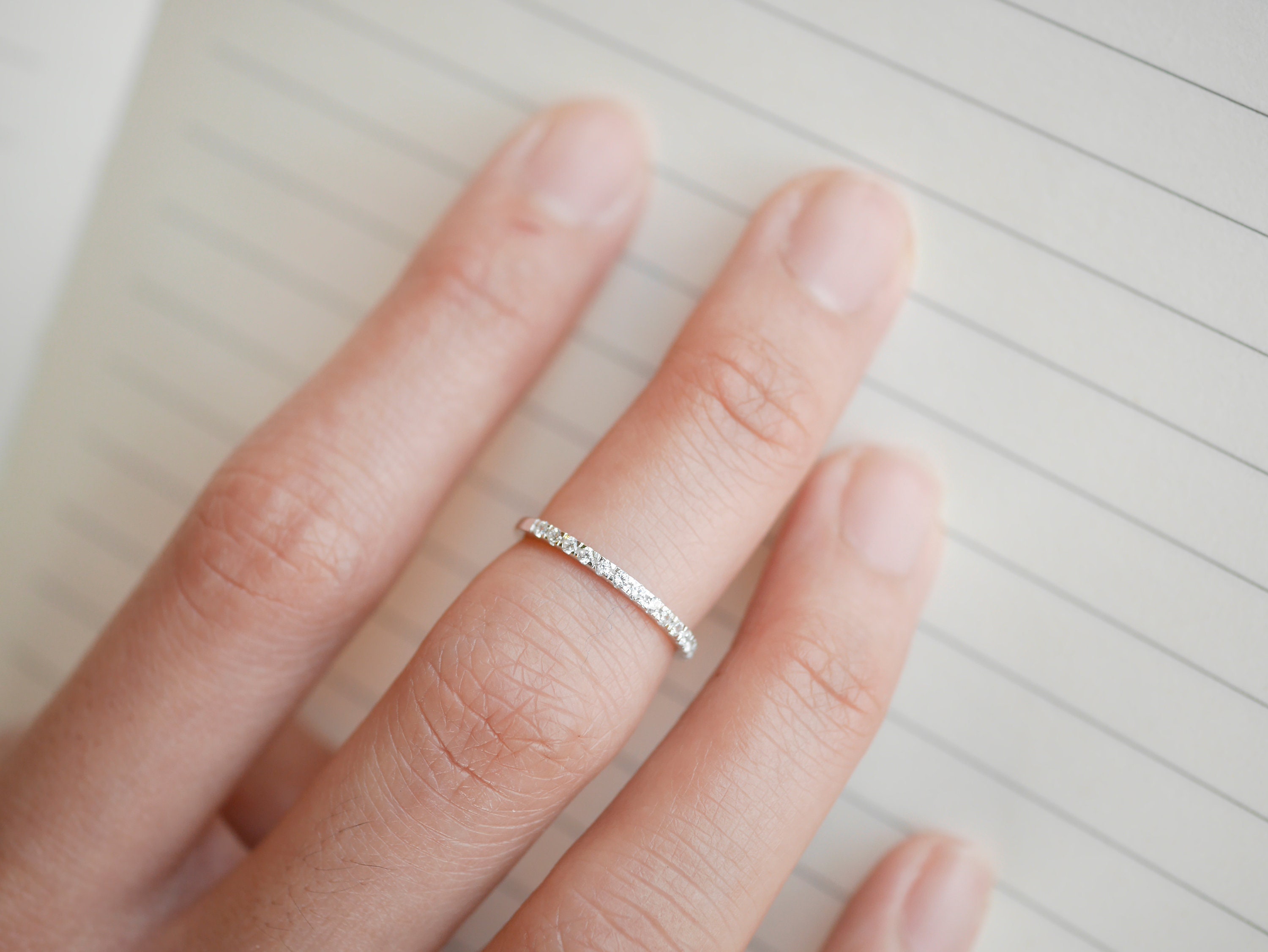 Midi Ring 14K Gold Half Eternity Band Midi Rings Diamond - Etsy