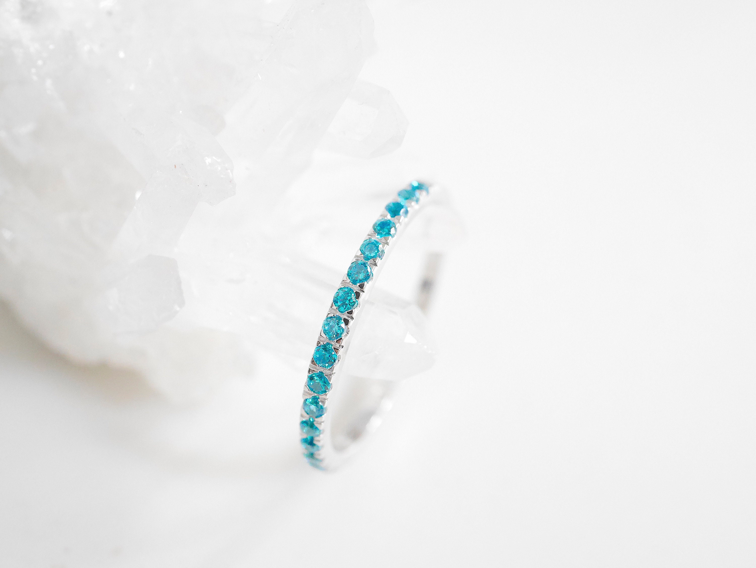 Blue Topaz Ring Eternity Band Topaz Ring Sterling Silver | Etsy