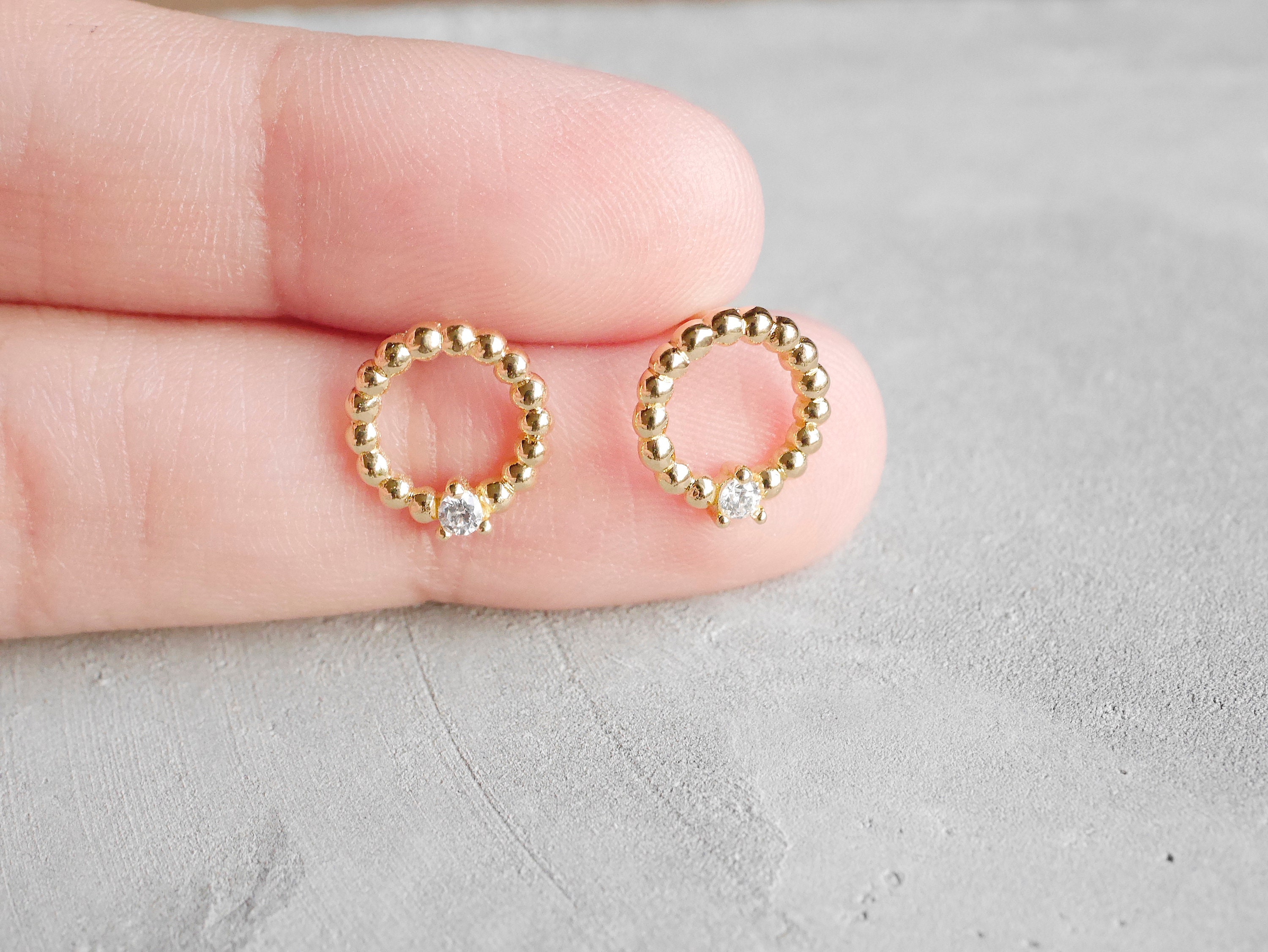 Circle Earrings Minimalist Circle Earrings Open circle CZ | Etsy