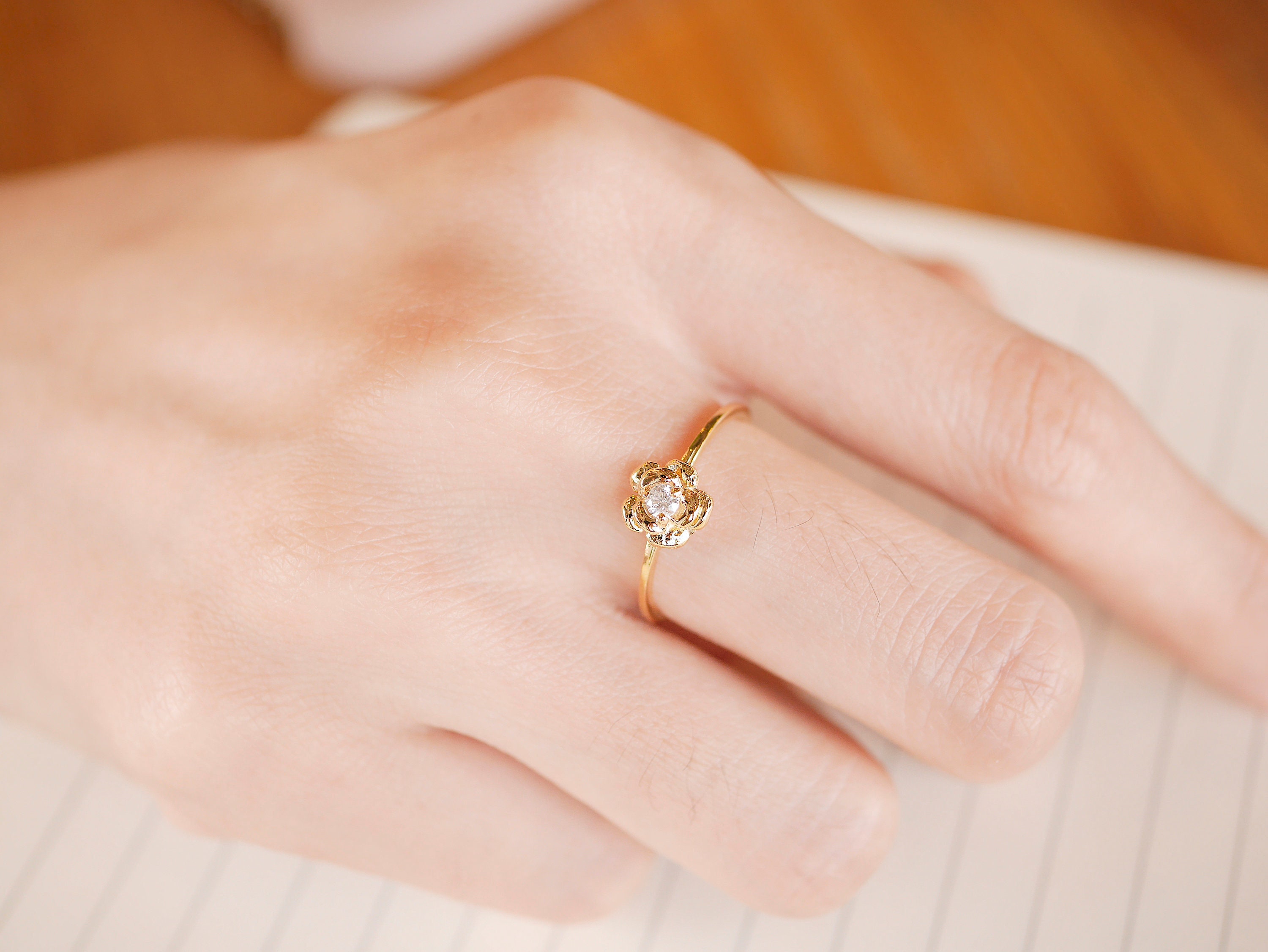 Rose Ring Flower Ring 14k Gold Rose Ring Anniversary Gift | Etsy