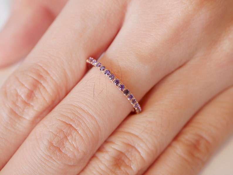 Amethyst Ring Stackable Rings Eternity Band Promise Ring | Etsy