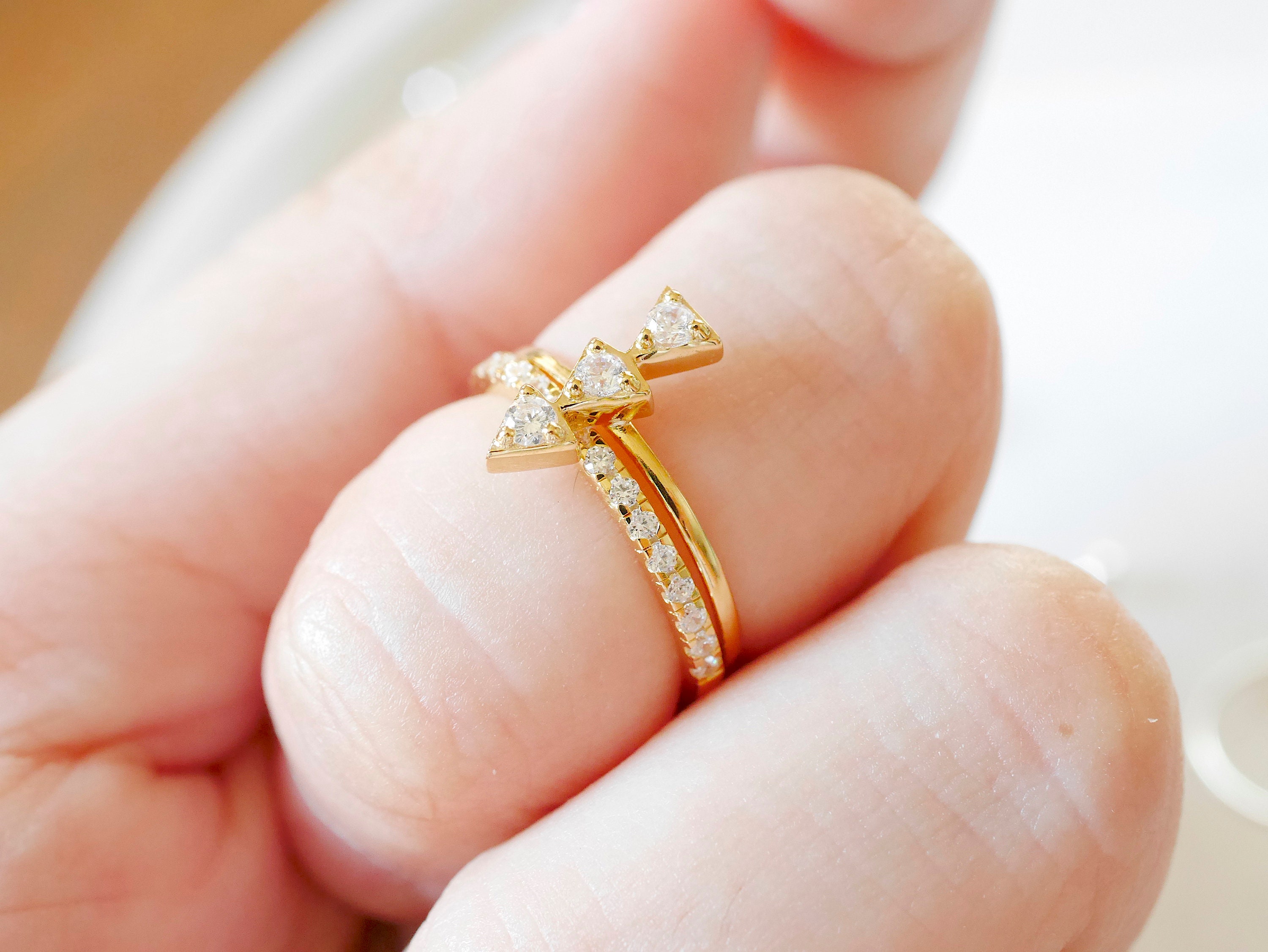 Triangle Triangle Ring Midi Triangle Ring Stacking Ring | Etsy