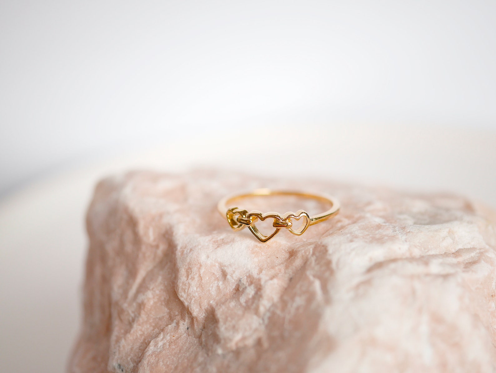 Triple Heart Ring, Heart Ring Heart Rings, Love Ring Gold Heart Ring ...