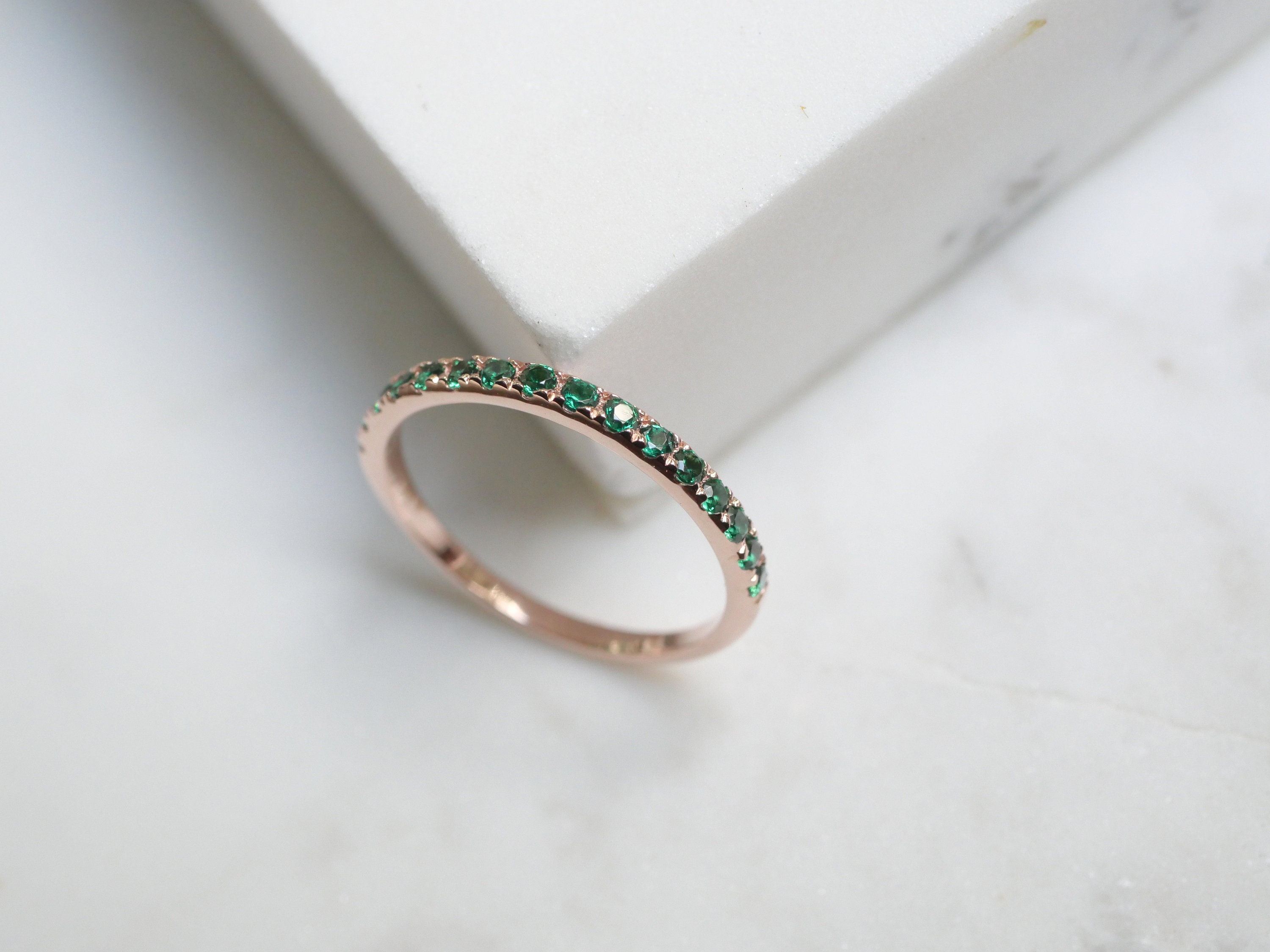 Eternity Ring Emerald Ring Eternity Band Vintage Ring Gold | Etsy