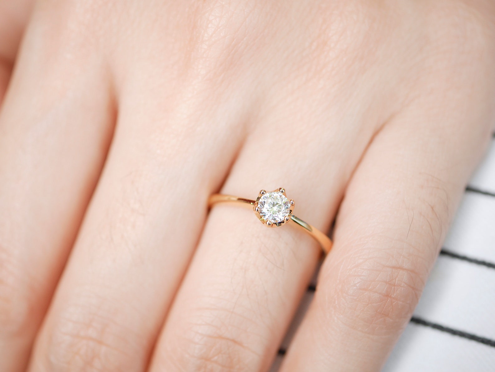 Promise Ring Crown Solitaire Ring Engagement Ring Cubic | Etsy