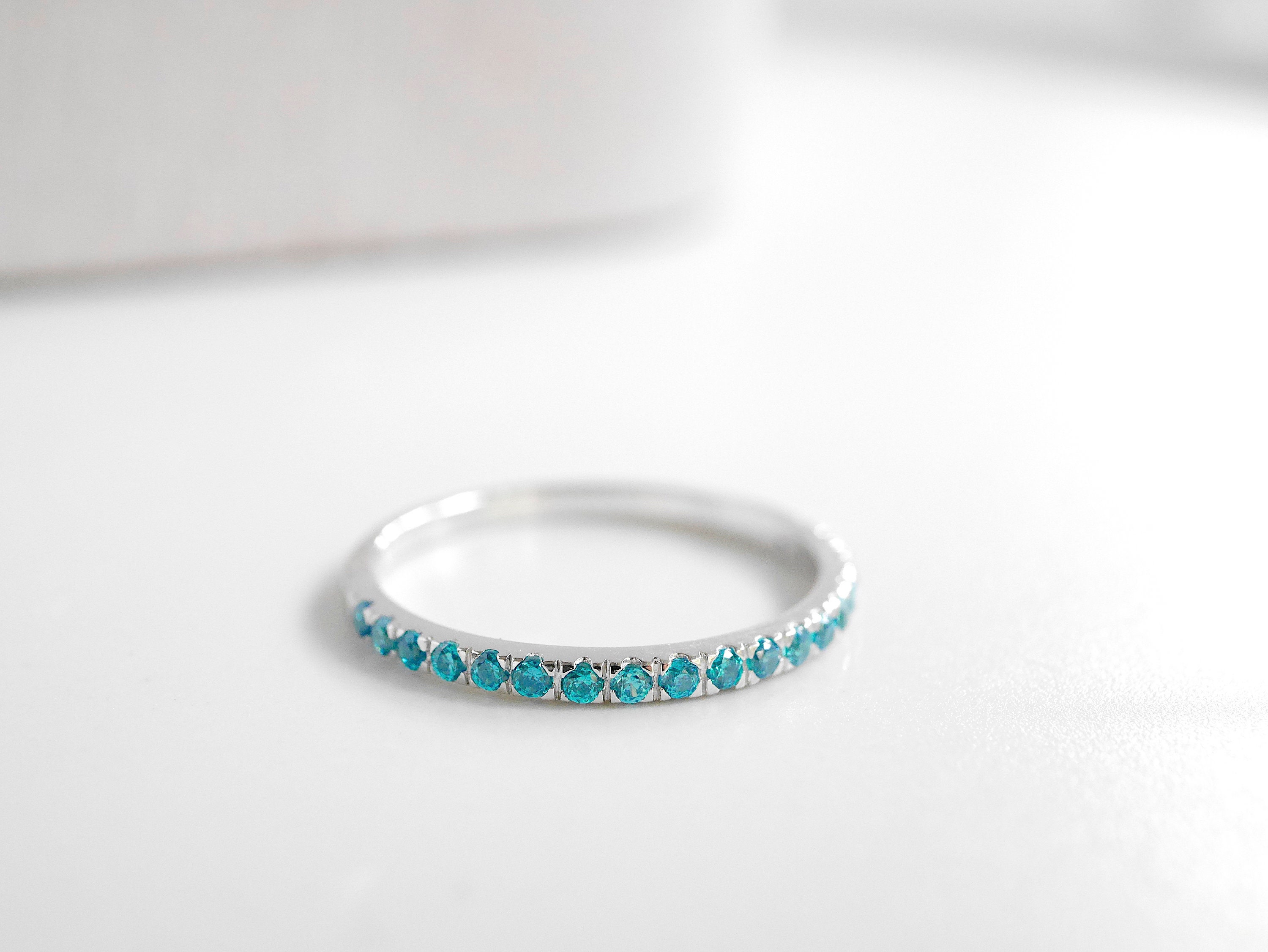 Blue Topaz Ring Eternity Band Topaz Ring Sterling Silver | Etsy