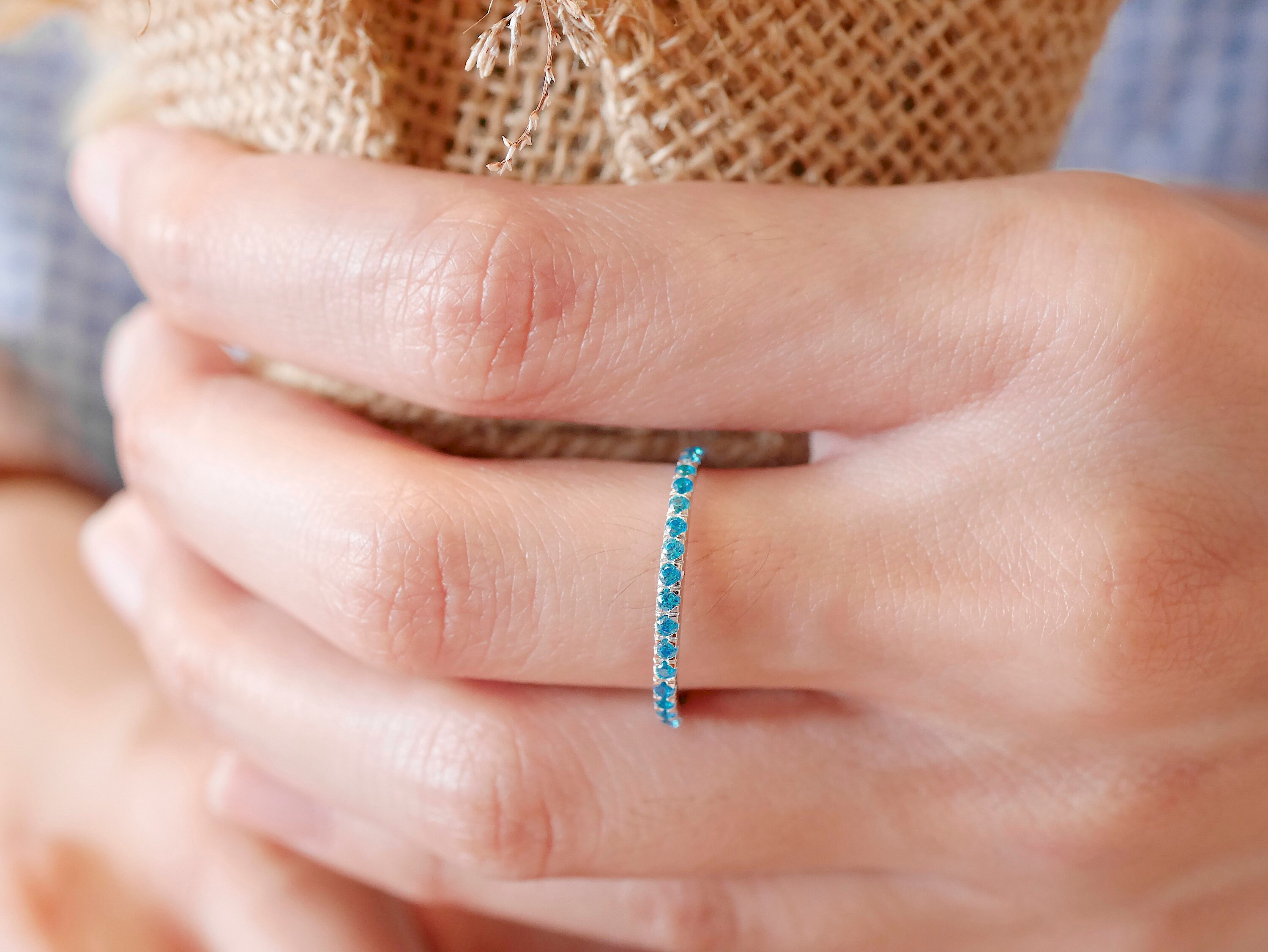 Blue Topaz Ring Eternity Band Topaz Ring Sterling Silver | Etsy