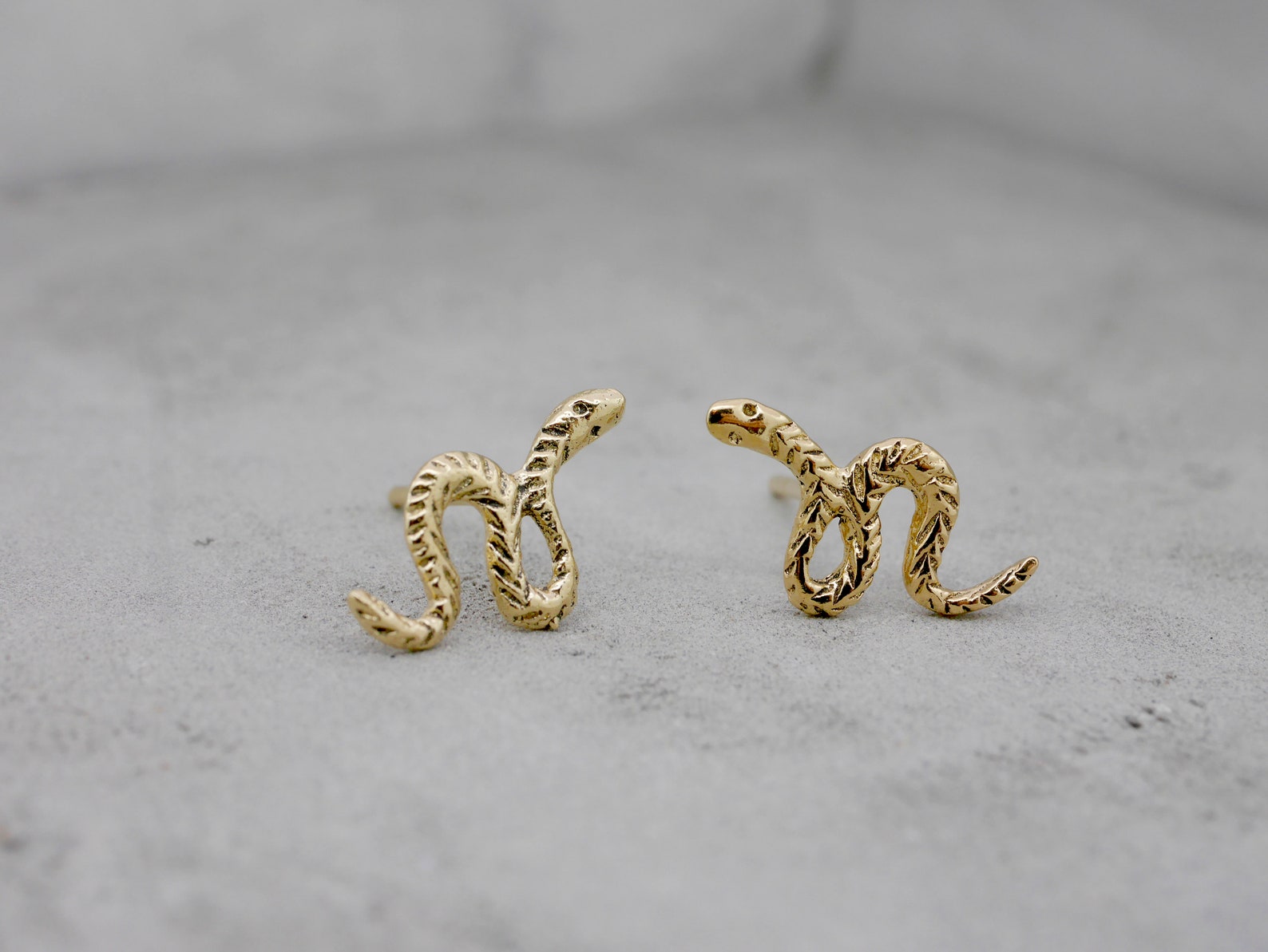 Gold Snake Earrings Snake Earrings 14K Gold Stud Earrings - Etsy