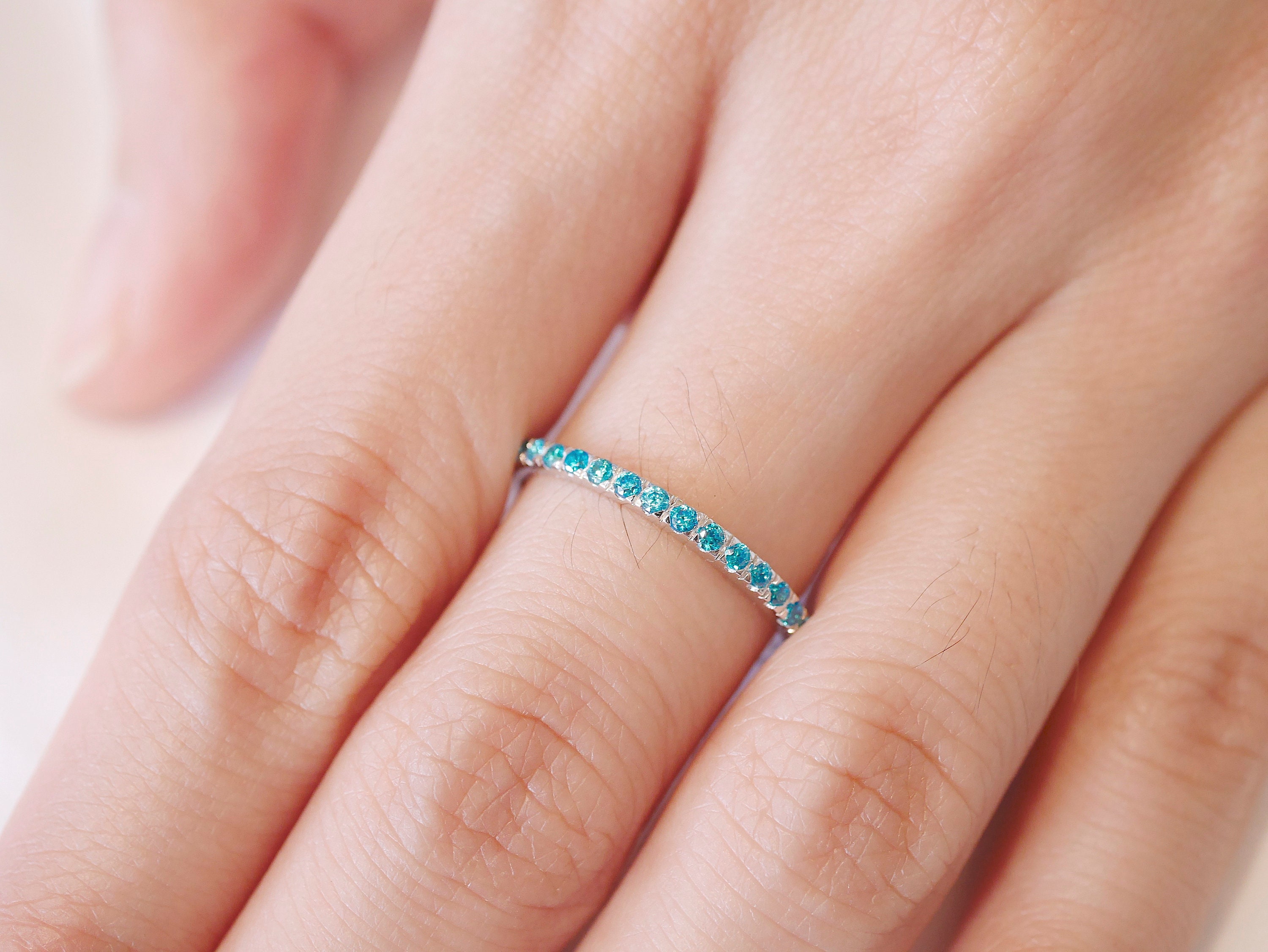 Blue Topaz Ring Eternity Band Topaz Ring Sterling Silver | Etsy