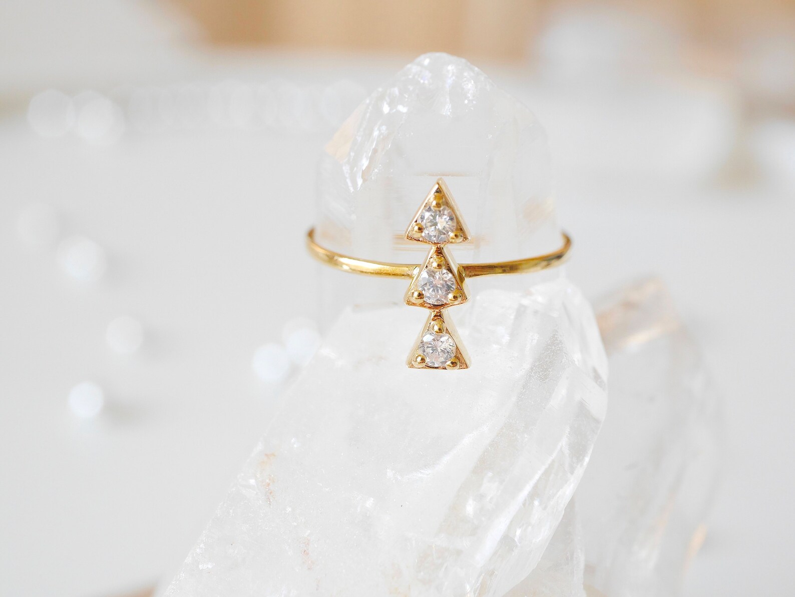 Triangle Triangle Ring Midi Triangle Ring Stacking Ring | Etsy