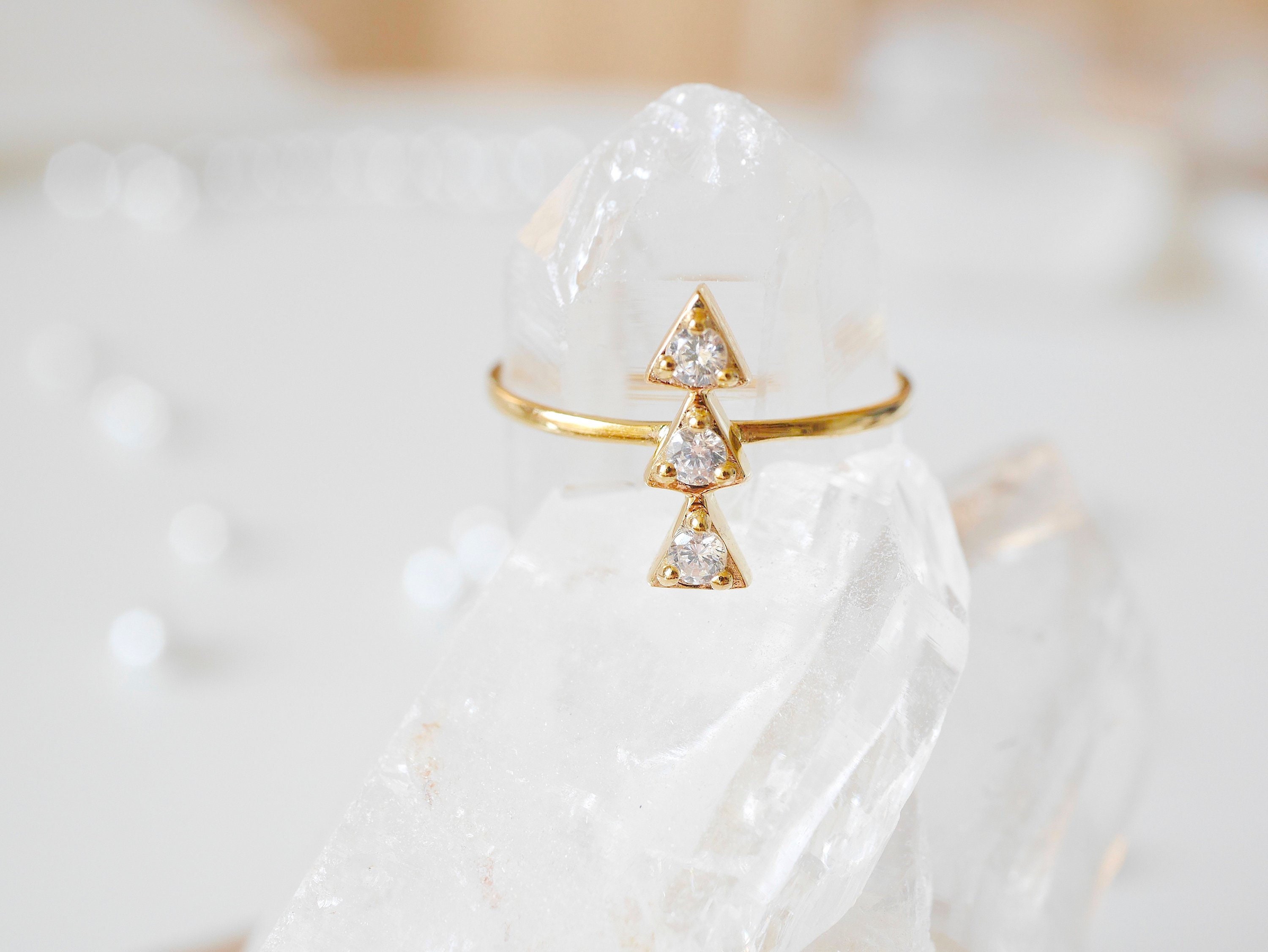 Triangle Triangle Ring Midi Triangle Ring Stacking Ring | Etsy