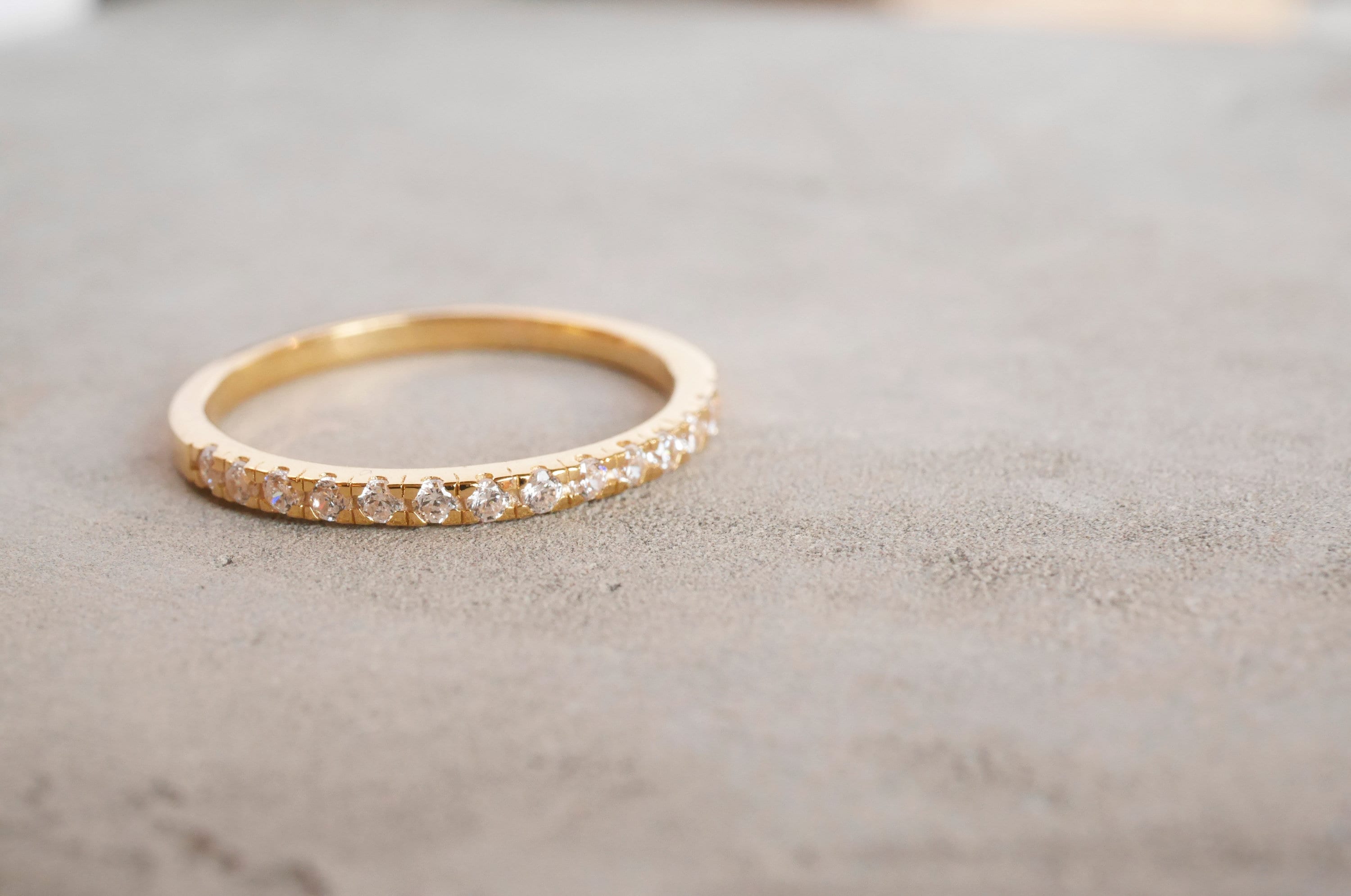 Midi Ring 14K Gold Half Eternity Band Midi Rings Diamond - Etsy