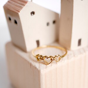 Triple Heart Ring, Heart Ring Heart Rings, Love Ring Gold Heart Ring ...
