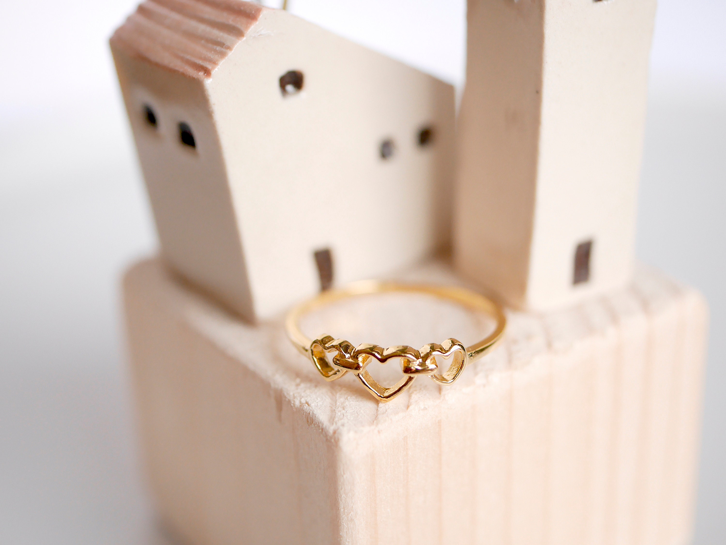 Triple Heart Ring Heart Ring Heart Rings Love Ring Gold | Etsy