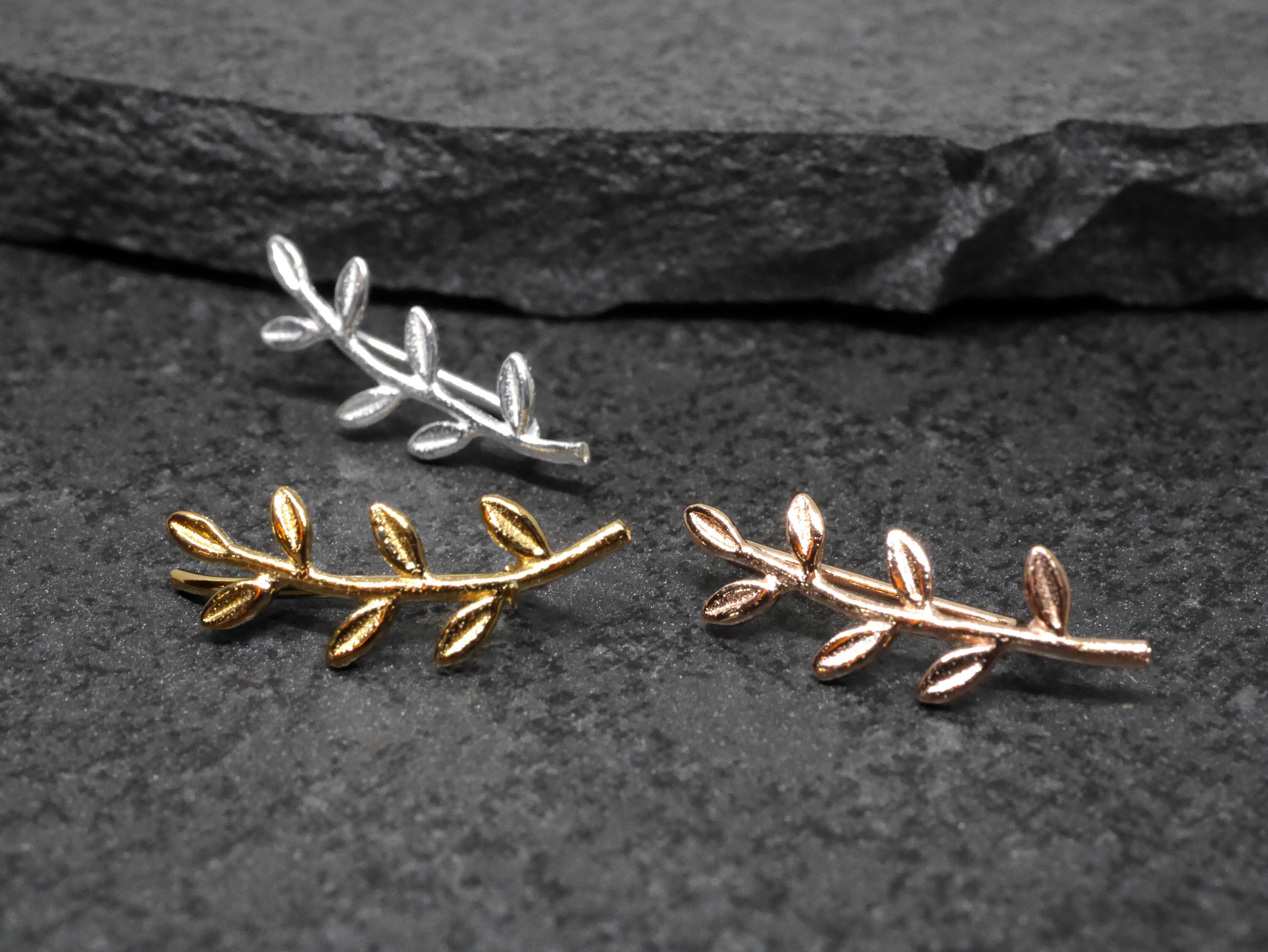 Sterling Silver Leaf Climber Earrings Branch Earrings | Etsy