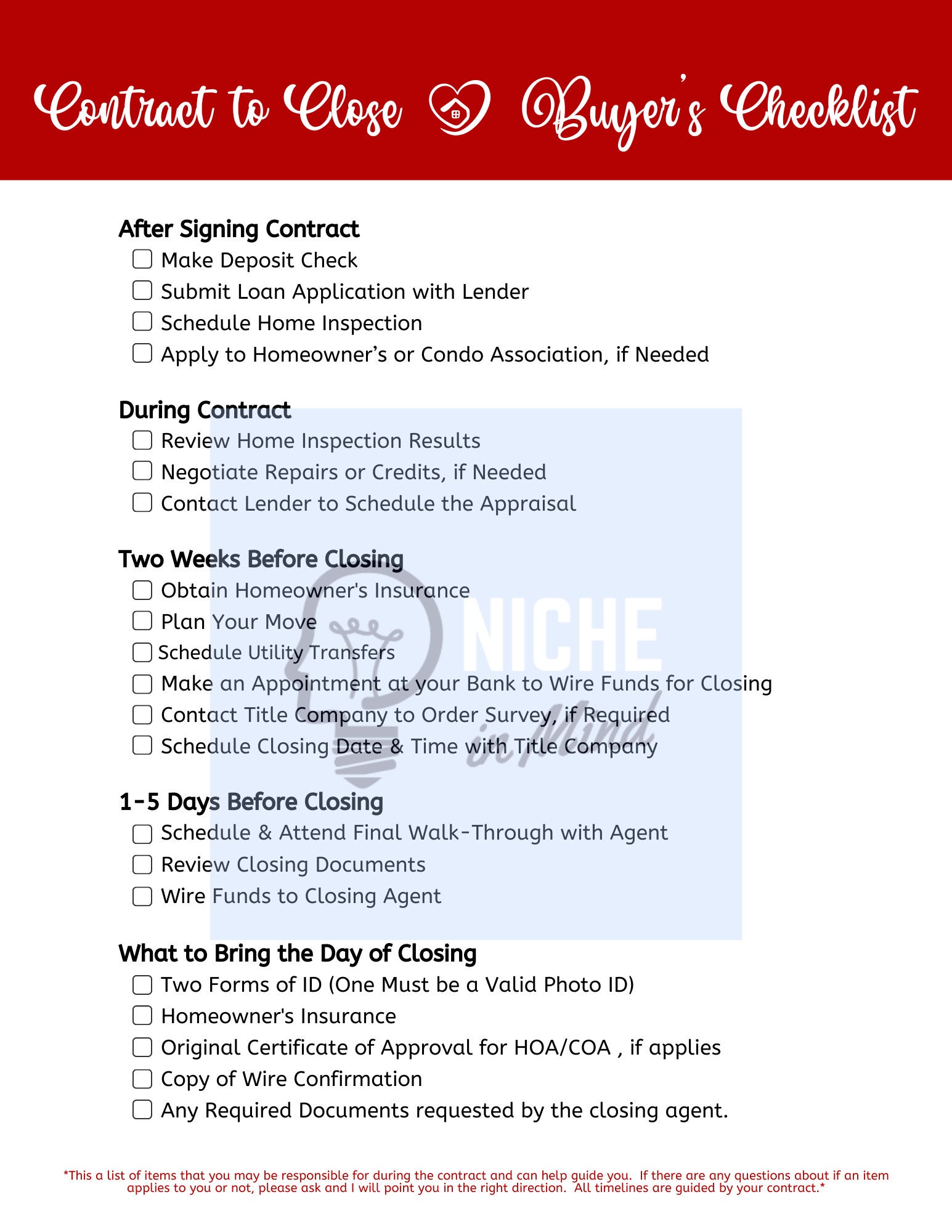 Buyer Checklist Option 10 - Etsy