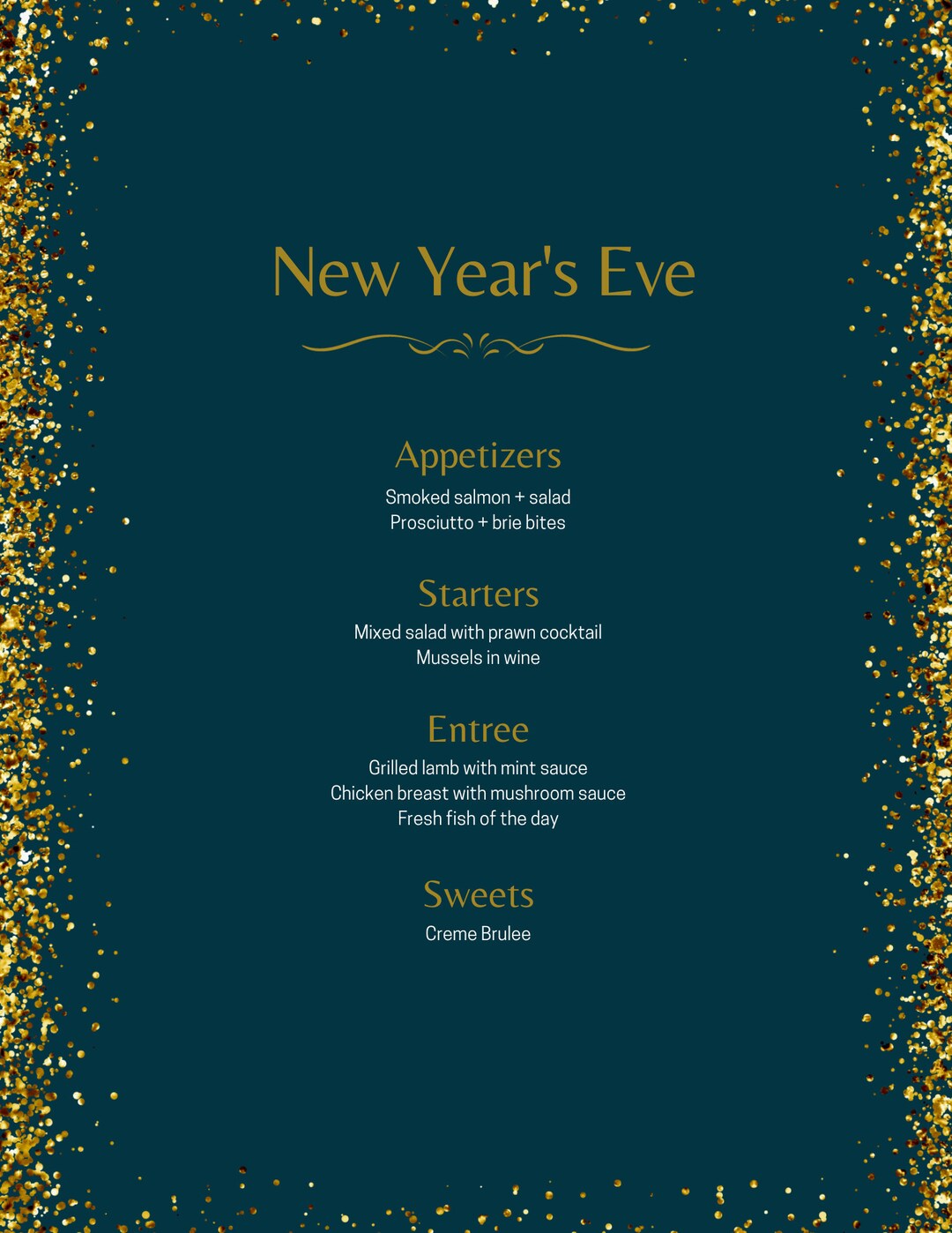 New Year's Menu Templates NYE Menu - Etsy