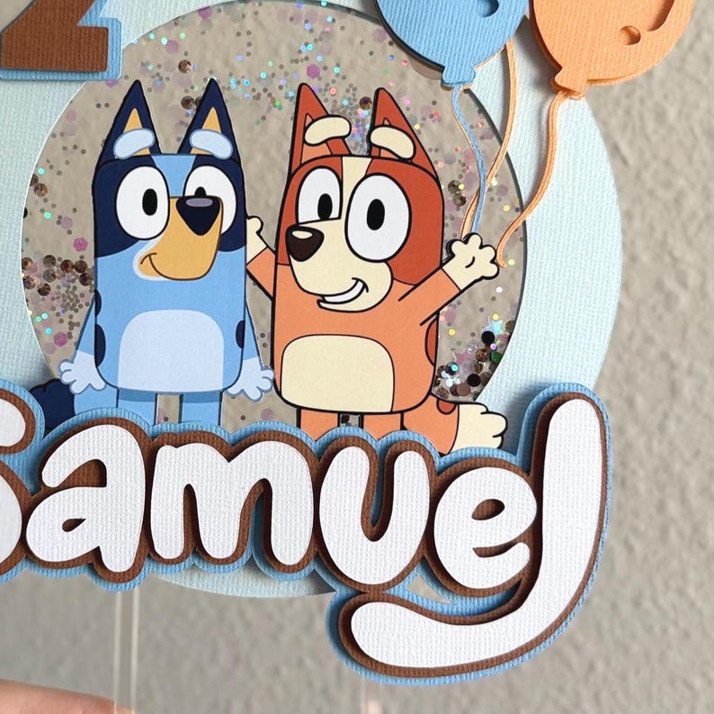 Personalized Bluey & Bingo Shaker Cake Topper - Etsy