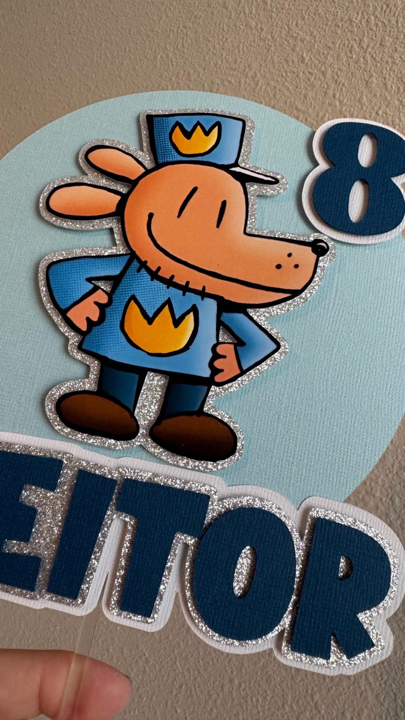 Personalized Dog Man Cake Topper: Printed Book Party Decor - Etsy