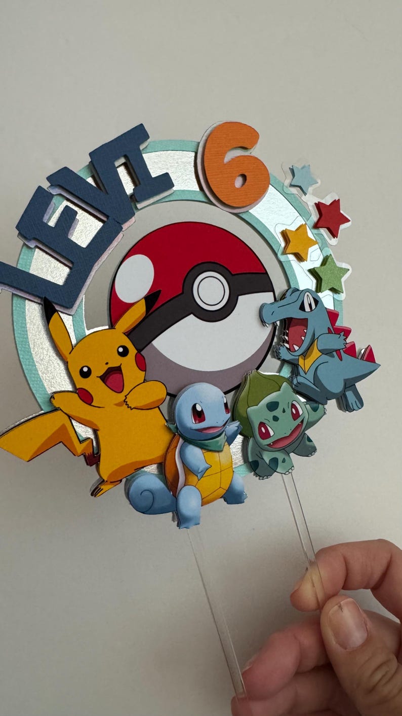 Poke Ball Cake Topper, Custom Cake Topper, Pokémon Party, Printed Cake ...