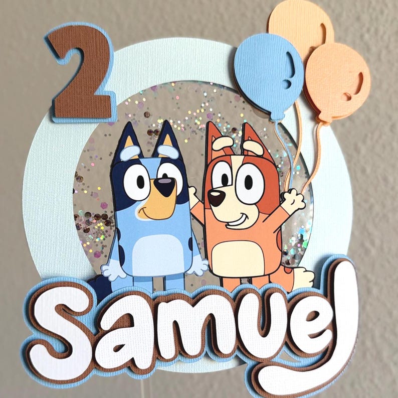 Personalized Bluey & Bingo Shaker Cake Topper - Etsy