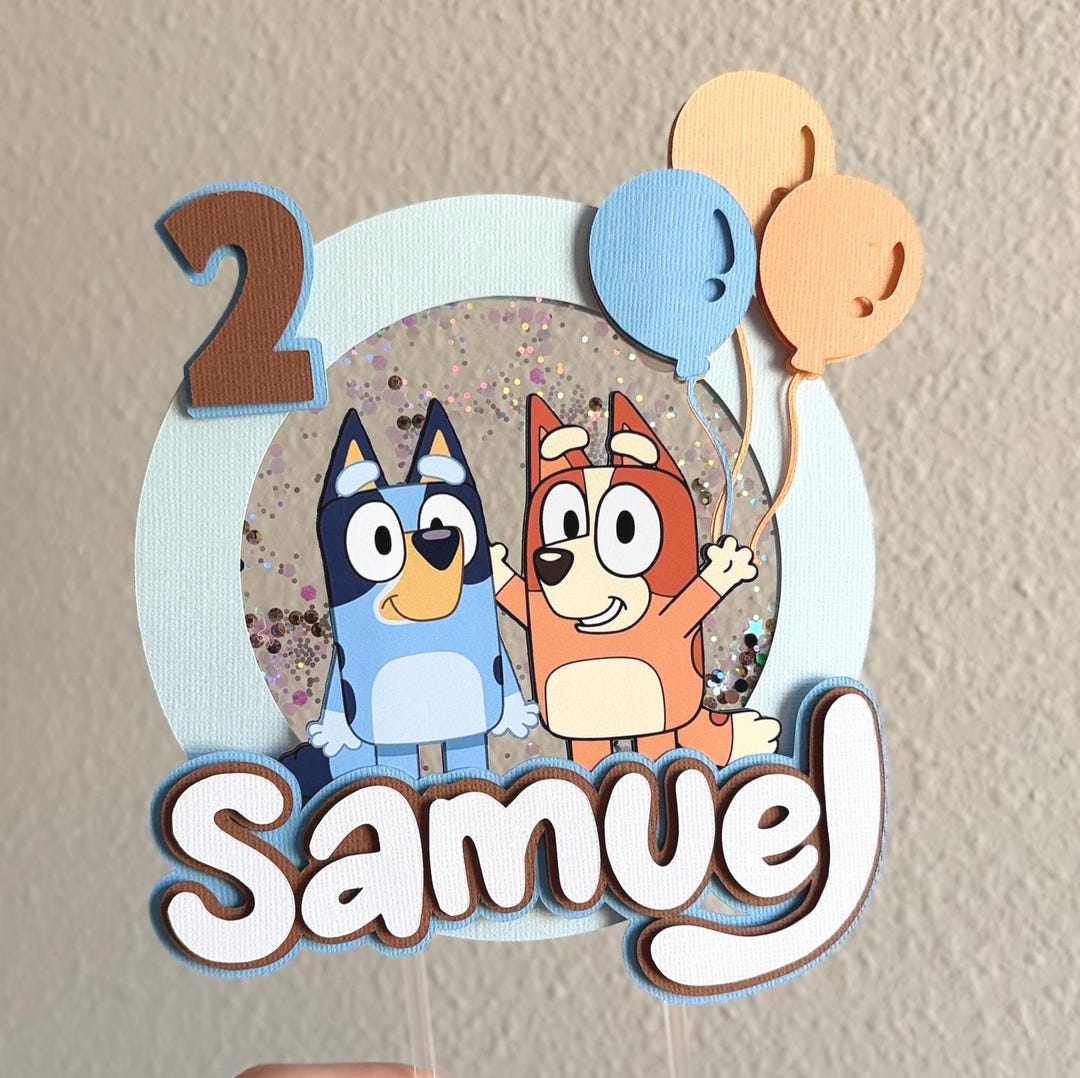 Personalized Bluey & Bingo Shaker Cake Topper - Etsy