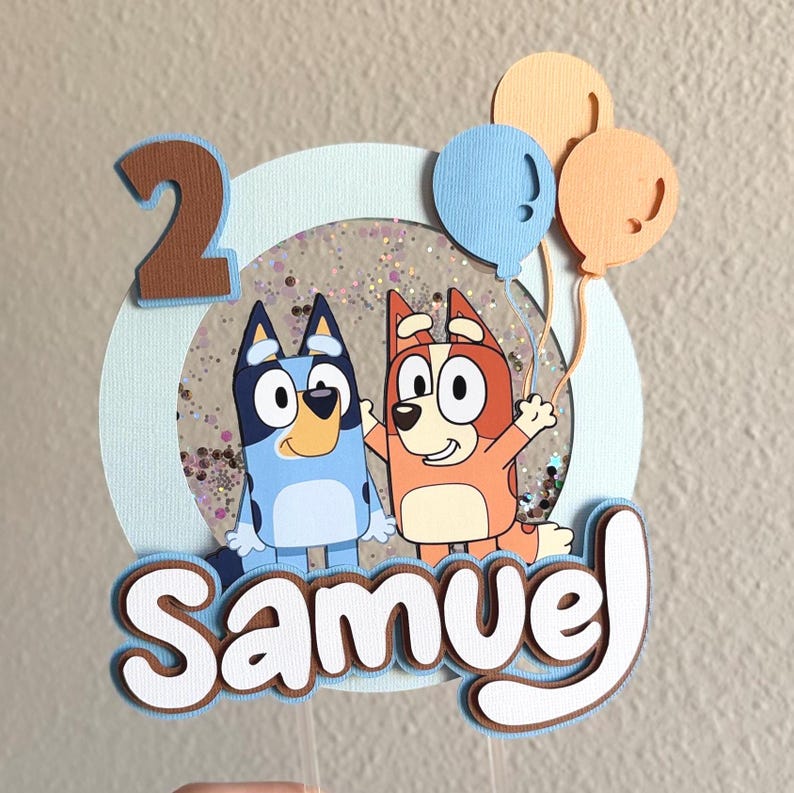 Personalized Bluey & Bingo Shaker Cake Topper - Etsy