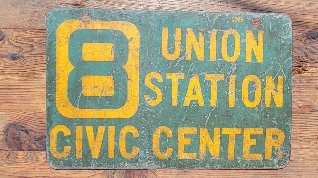 Los Angeles Union Station Yellow Car Trolley Sign Route 8 – Original ...