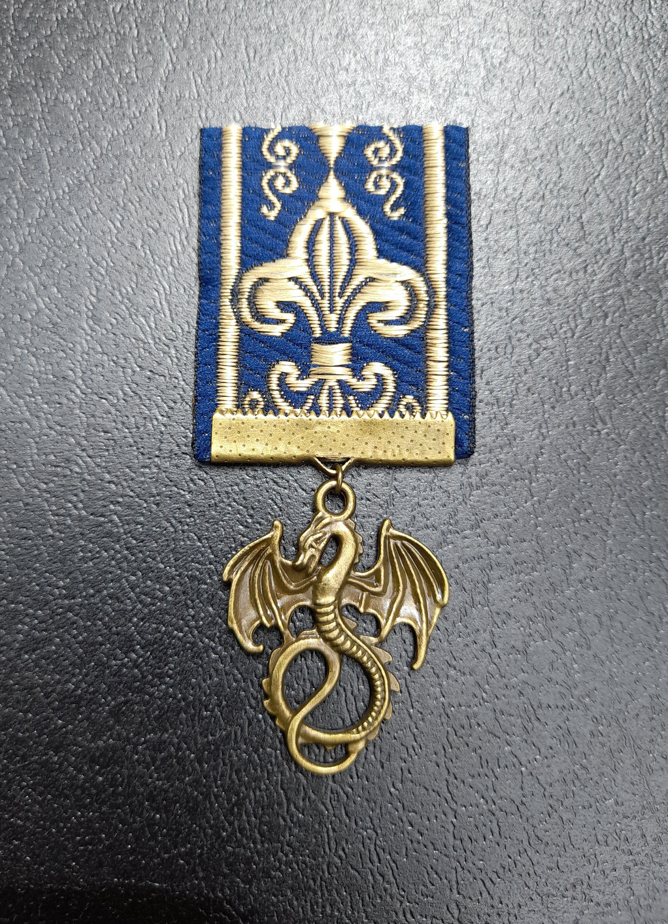 Medal Bronze Brocade Fleur De Lys Dragon Brooch Gothic Steampunk Larp ...