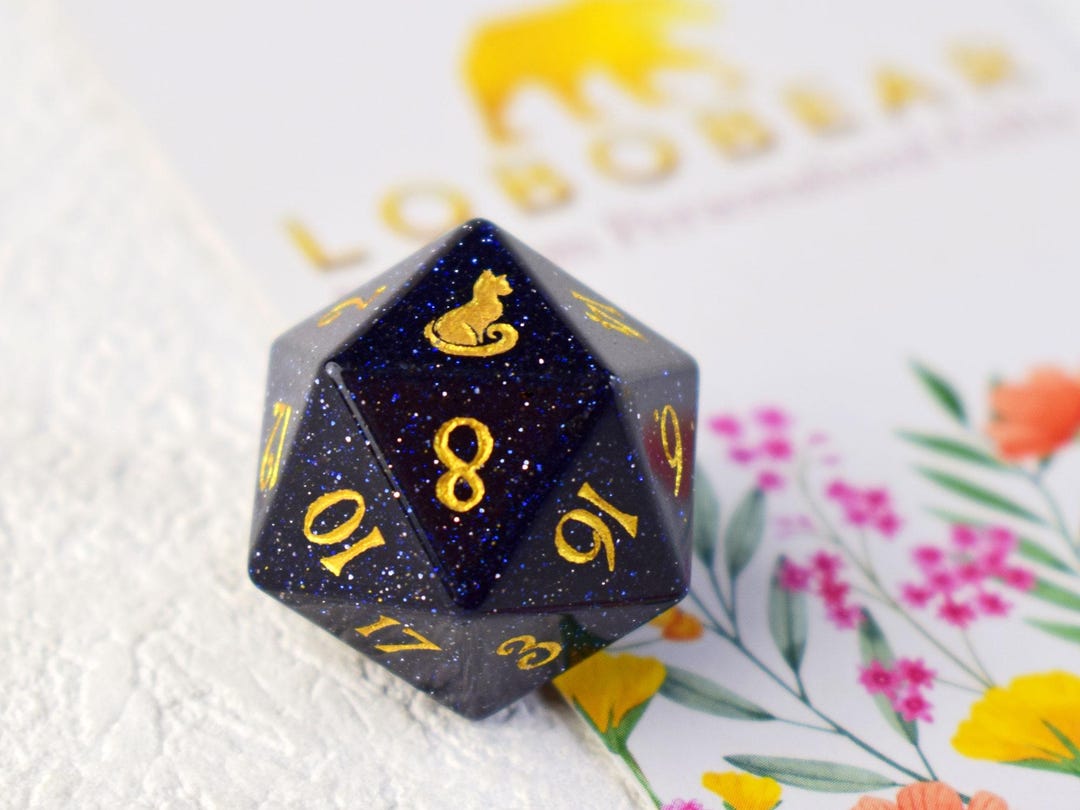 Blue Sandstone Dice-the Cat's Meow Dice-funny Cat Dice-dnd D and D Dice ...