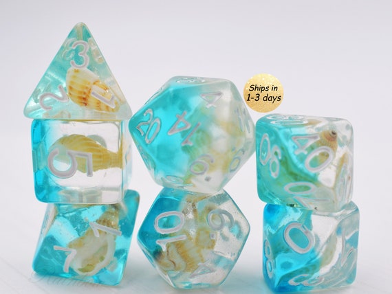 Deep Blue Sea Dnd Dice Set-blue Conch Dnd Dice-real Sea Shell | Etsy