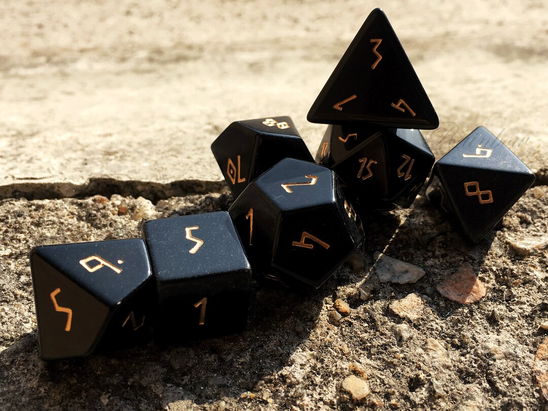 Black Obsidian Gemstone Dice Set-dnd D and D Dice - Etsy