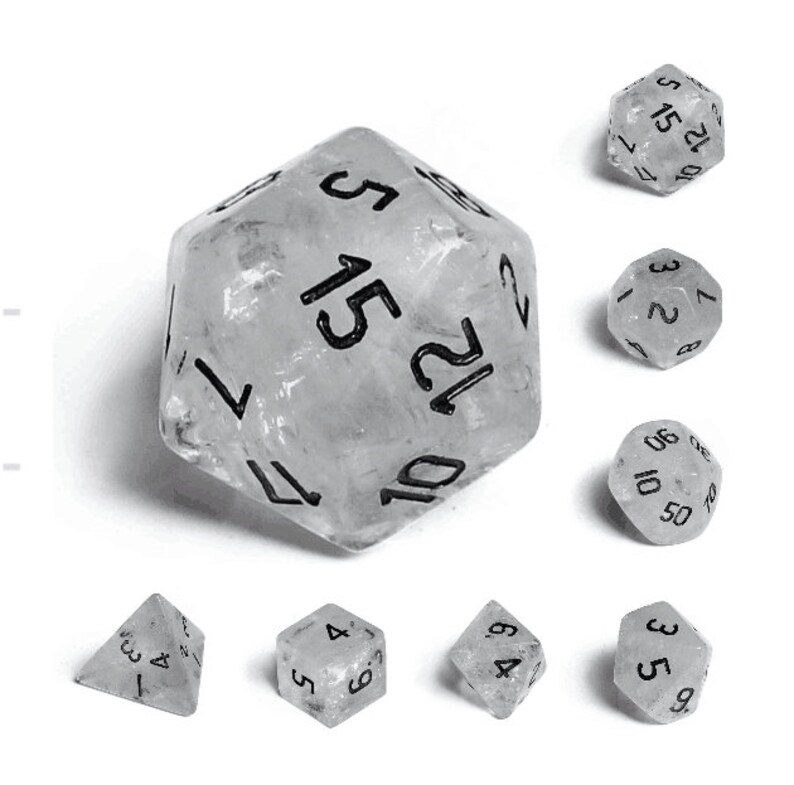 Natural Clear Quartz Crystal Polyhedral Dice Set-dungeons and - Etsy