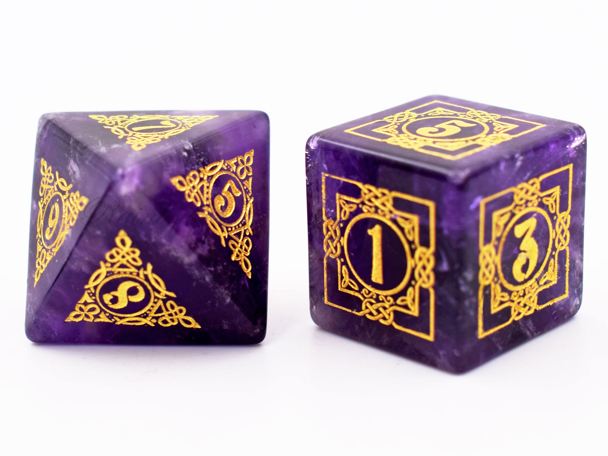 Amethyst Dice Set-engraved Dnd Dice Set-polyhedral Gemstone | Etsy