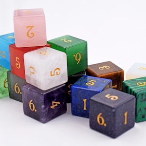 Natural Gemstone D6 Die-engraved D6 Dice-dungeons and Dragons Dice-gem ...