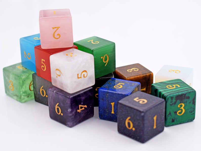 Natural Gemstone D6 Die-engraved D6 Dice-dungeons and Dragons - Etsy