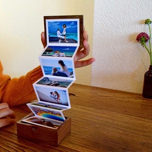 Walnut Pull Out Photo Album-custom Photo Box-trinket Wooden Box-memory ...