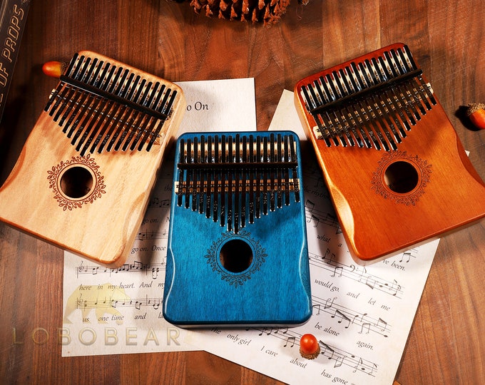17 Key Kalimba Thumb Piano Tribal Sun, Finger Hand Piano Mahogany ...
