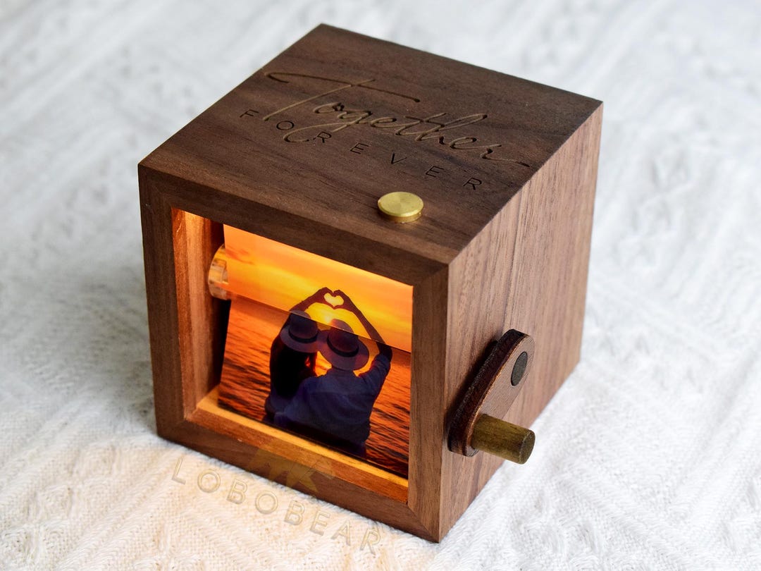 Photo Memory Box-walnut Photo Flipbook Animation-personalized ...