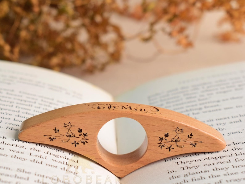 Personalized Beech Wood Book Page Holder, Custom Name Thumb Page Holder ...