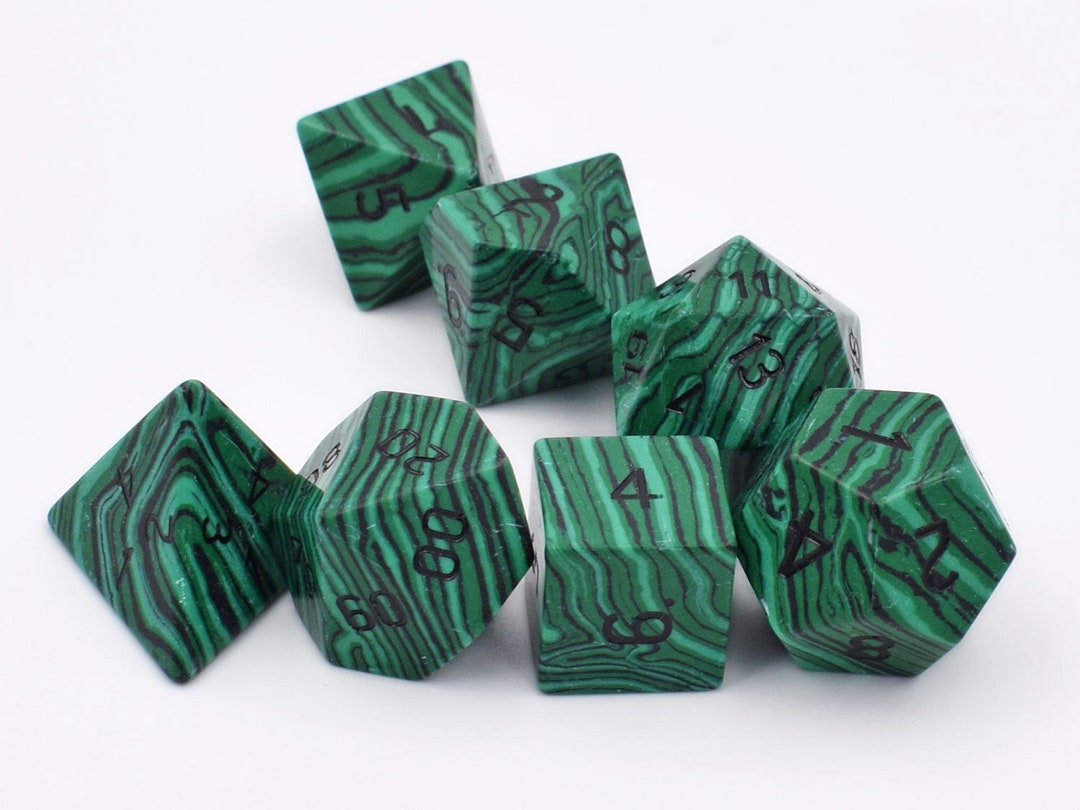 Synthetic Malachite Dice-polyhedral Gemstone Dice Set-engraved Gem Dice ...