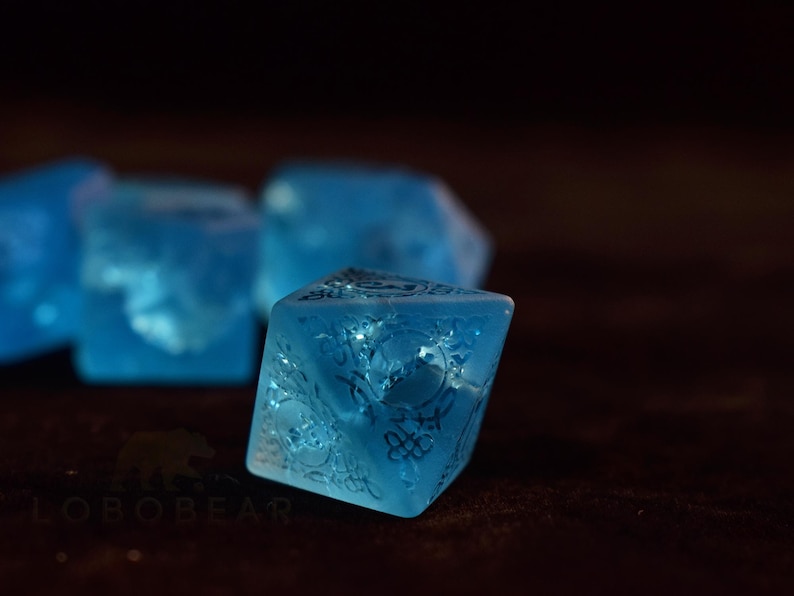 Blue Lightning Glass Raised Dice Set-dungeons & Dragons Dice-dnd D and ...